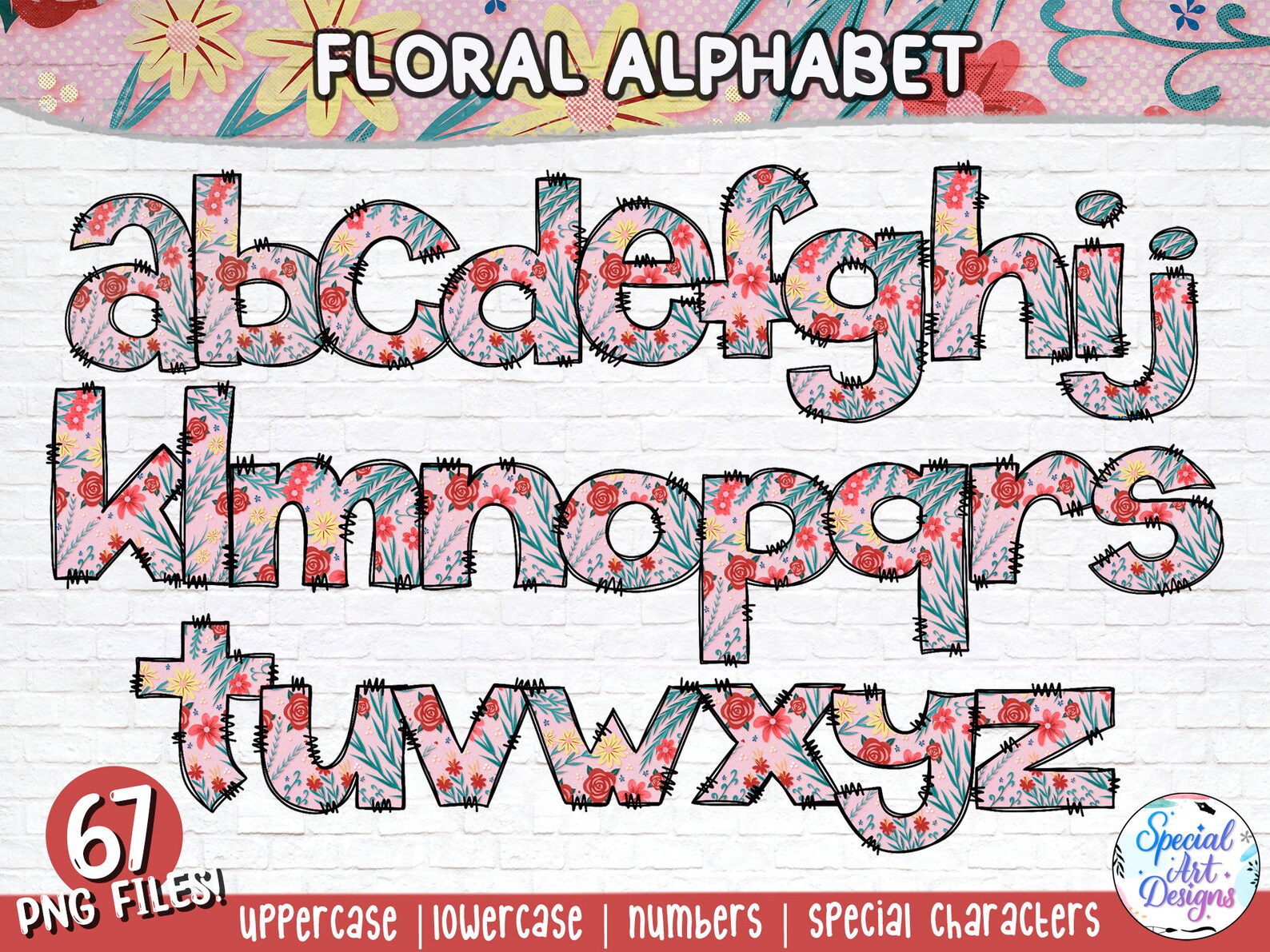 Floral Doodle Alphabet PNG Alphabet Letters PNG Bundle - Etsy