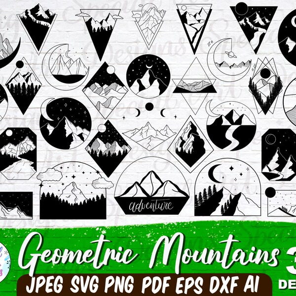 Geometric Mountain - Etsy