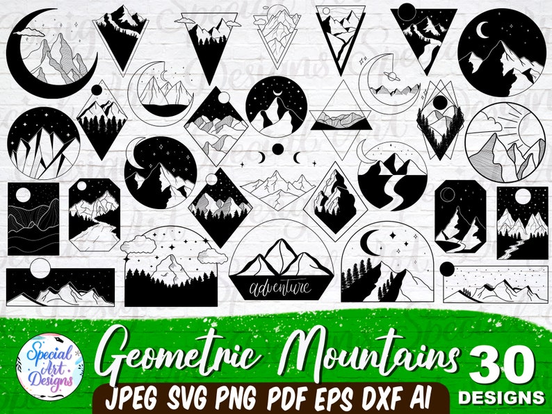 Geometric Mountain Svg Mountain Svg Bundle Hand Drawn - Etsy