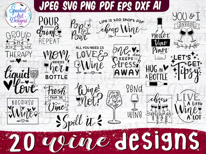 Funny Wine Quote Svg Bundle Wine Quotes Svg Wine Svg Etsy