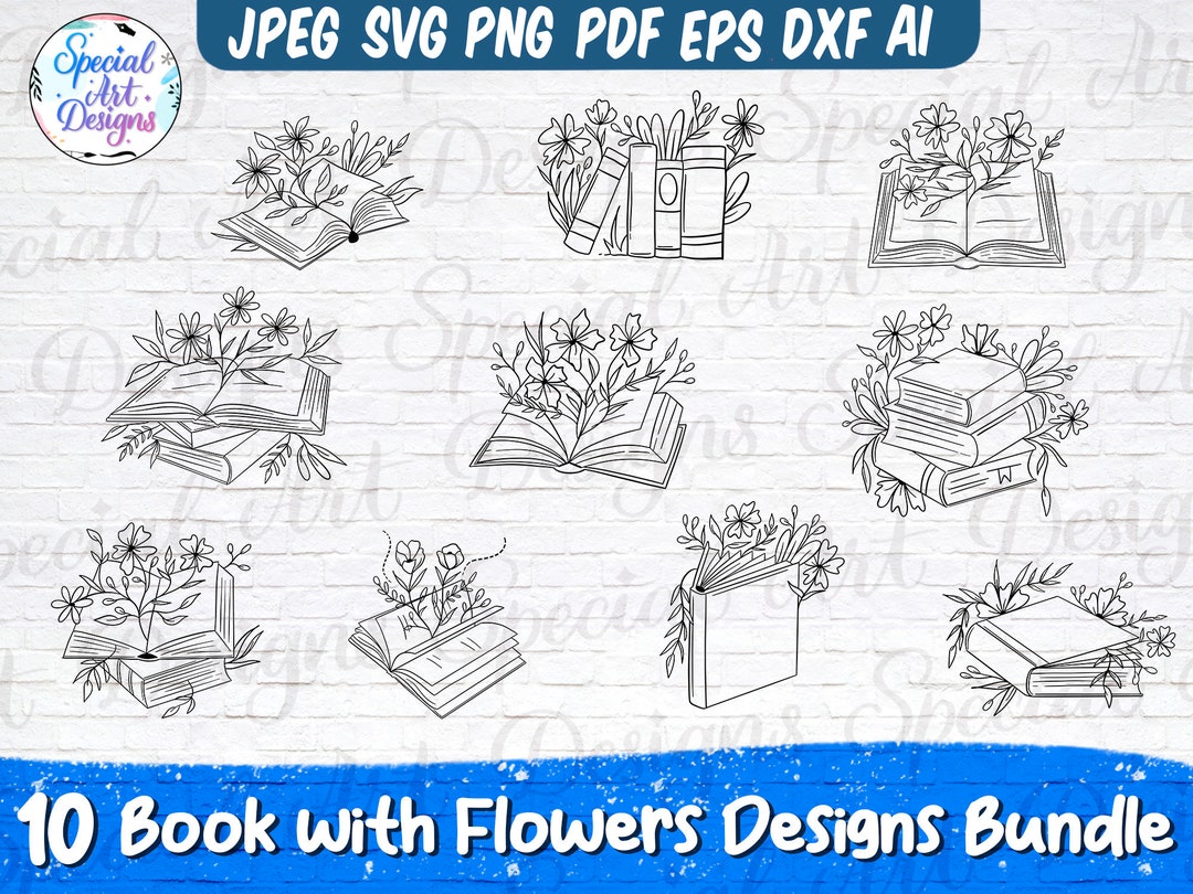 Book With Flower Svg | Book Flower Svg | Flower Svg | Floral Book Svg ...