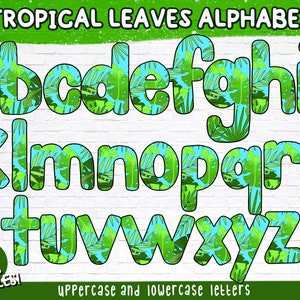 Tropical Leaves Doodle Alphabet PNG | Alphabet Letters PNG ...