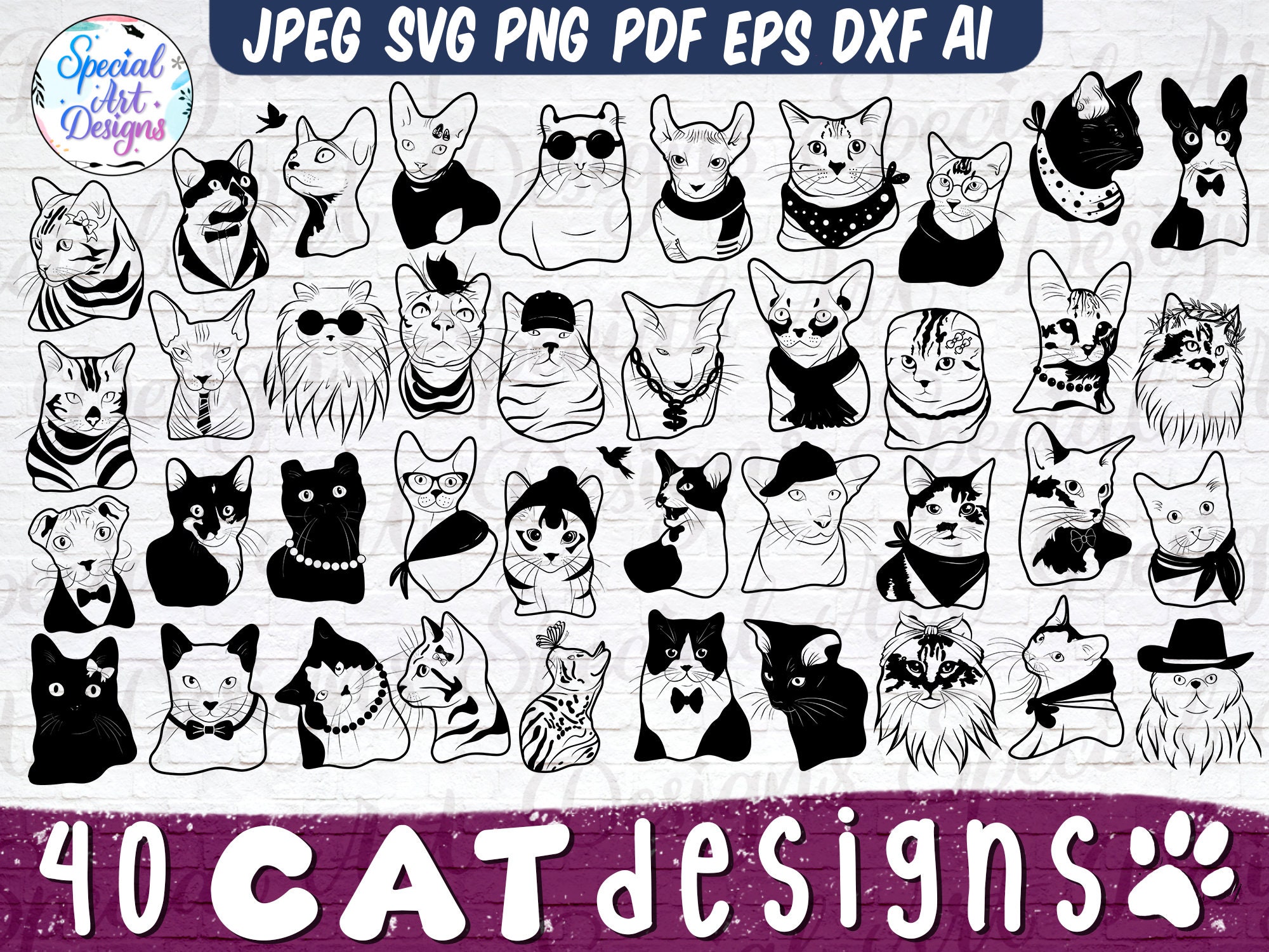 Cat Svg Bundle Cats Clipart Cat Face Svg Cats Designs Cat - Etsy Australia