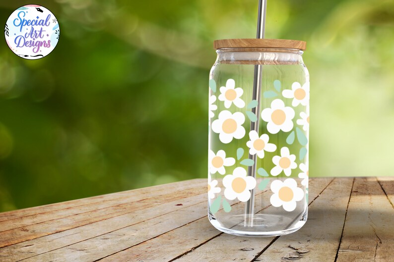 Spring Pastel Color Daises Pattern 16oz Libbey Glass Can - Etsy