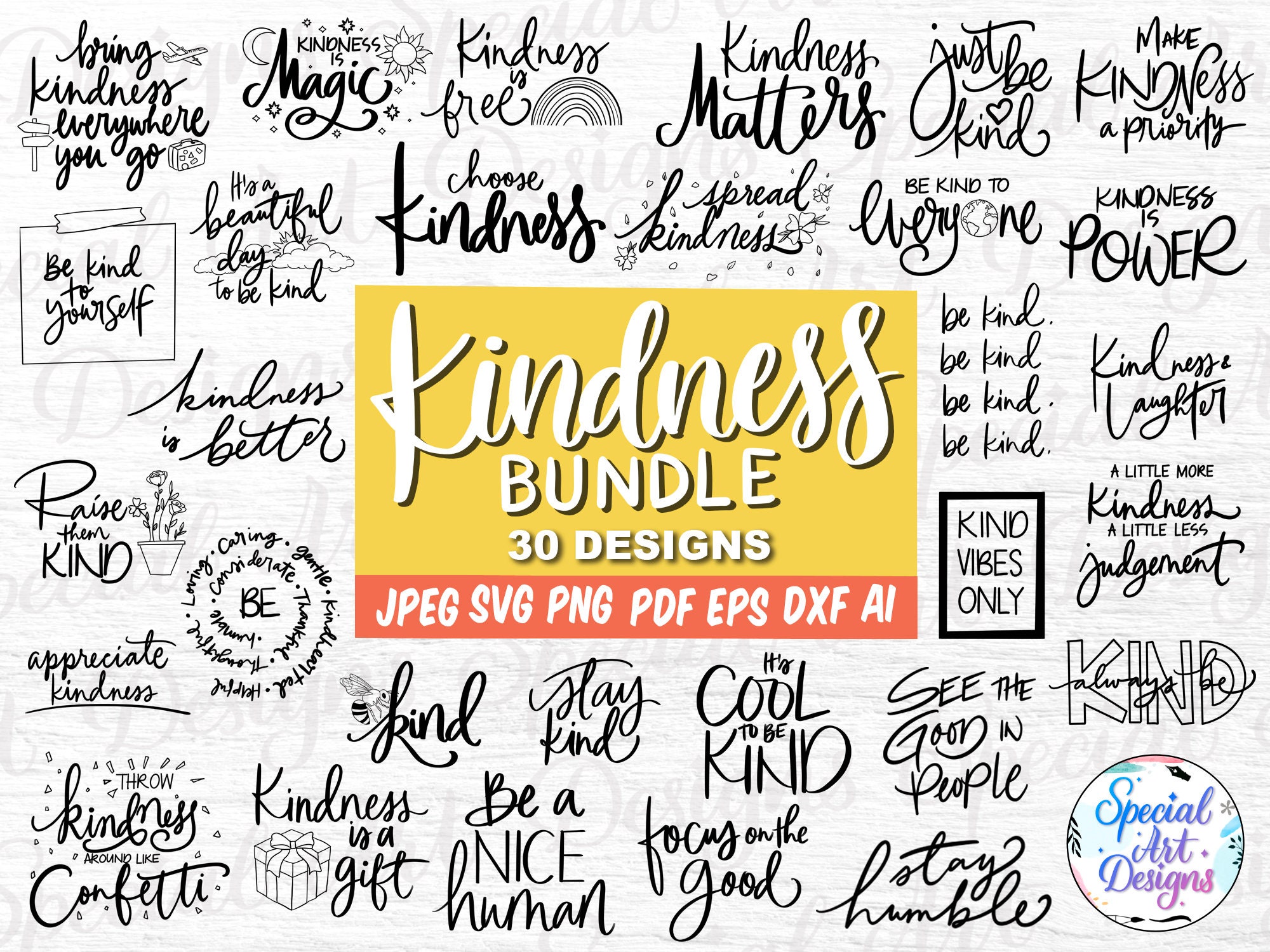 Kindness Svg Bundle Positive Vibes Bundle Inspirational Svg - Etsy