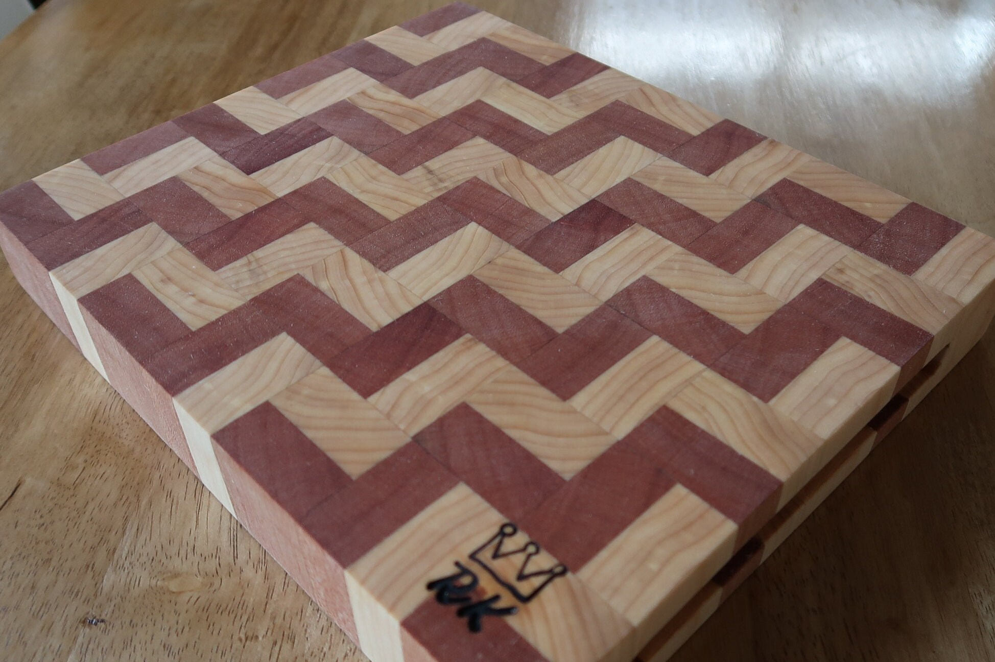 Mahogany and Aspen End Grain Cutting Board With Finger Grooves - Etsy