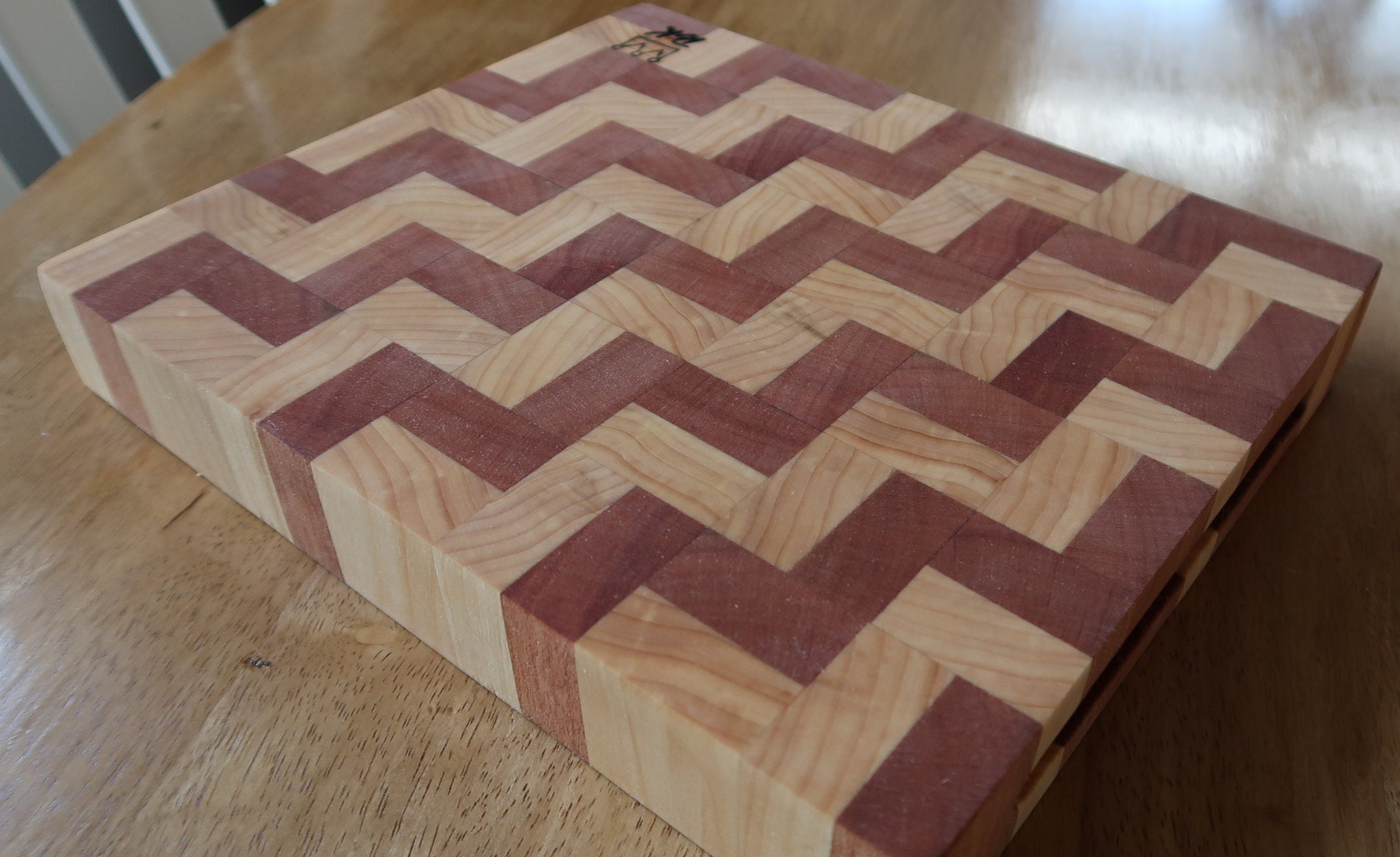 Mahogany and Aspen End Grain Cutting Board With Finger Grooves - Etsy