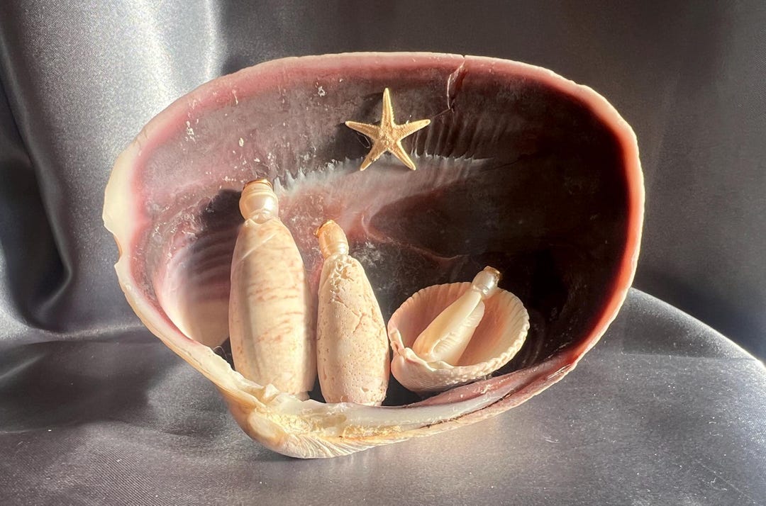 Seashell Nativity Scene, Birth of Jesus Christ. in the Scene Are the ...