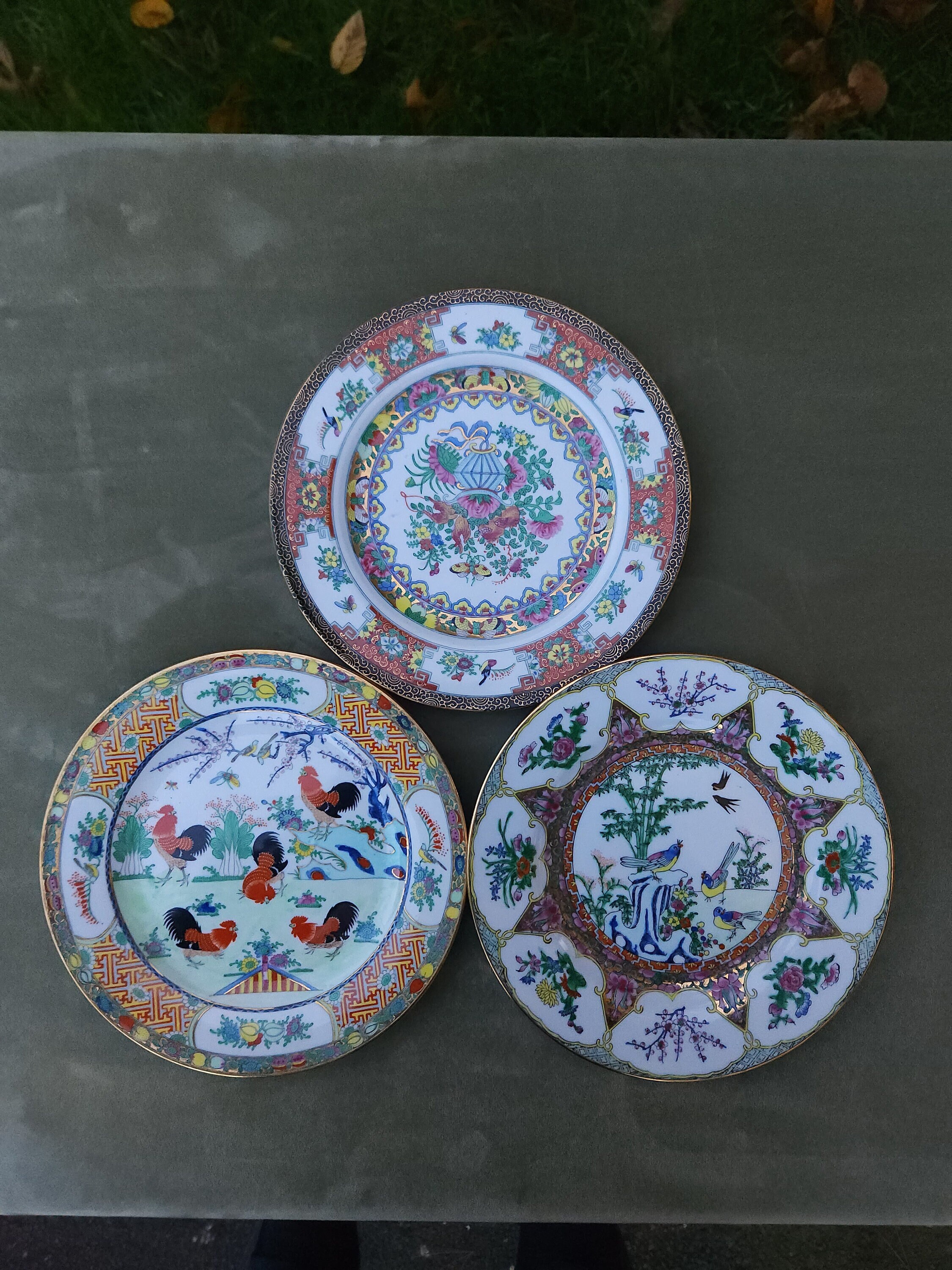 Vintage Asian Decorative Signed Plate Set of 3 - Etsy