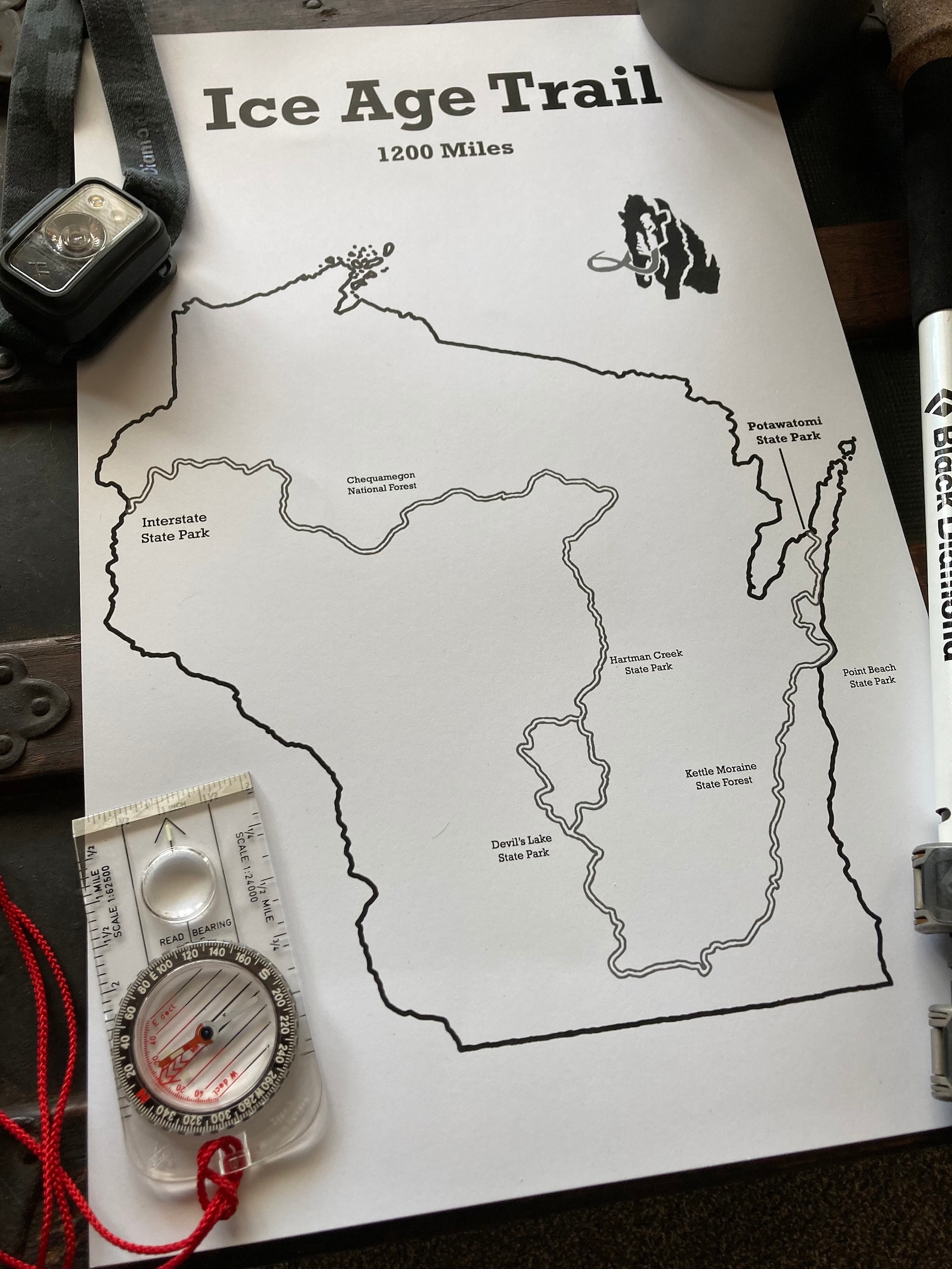 Ice Age Trail Map Wall Poster - Etsy