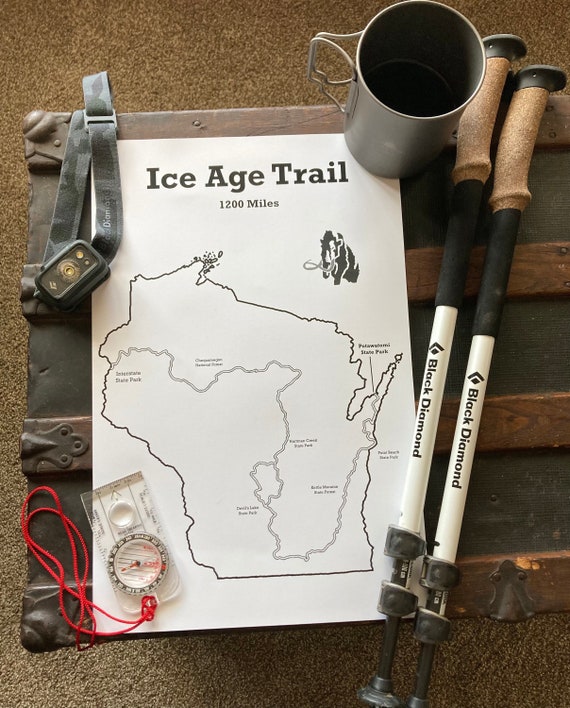 Ice Age Trail Map Wall Poster | Etsy