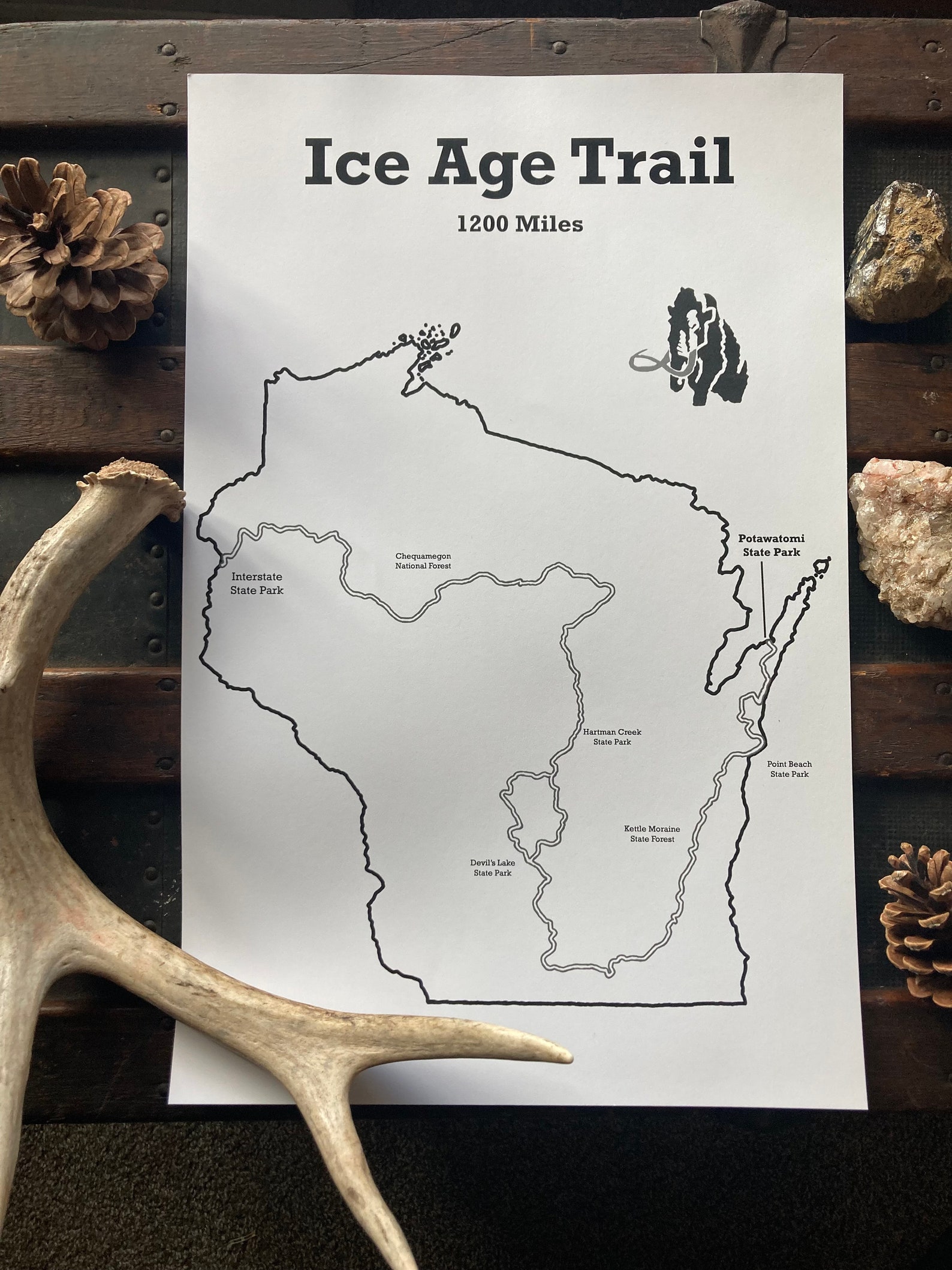 Ice Age Trail Map Wall Poster - Etsy