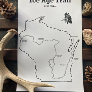 Ice Age Trail Map Wall Poster - Etsy