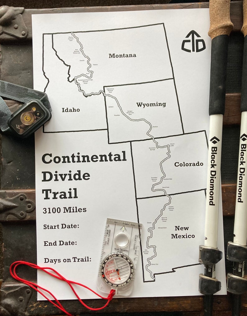 Continental Divide Trail Map Wall Poster - Etsy