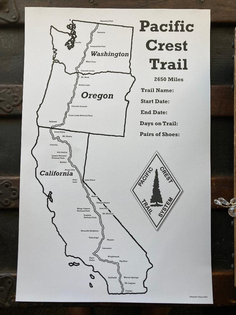 Pacific Crest Trail Wall Map