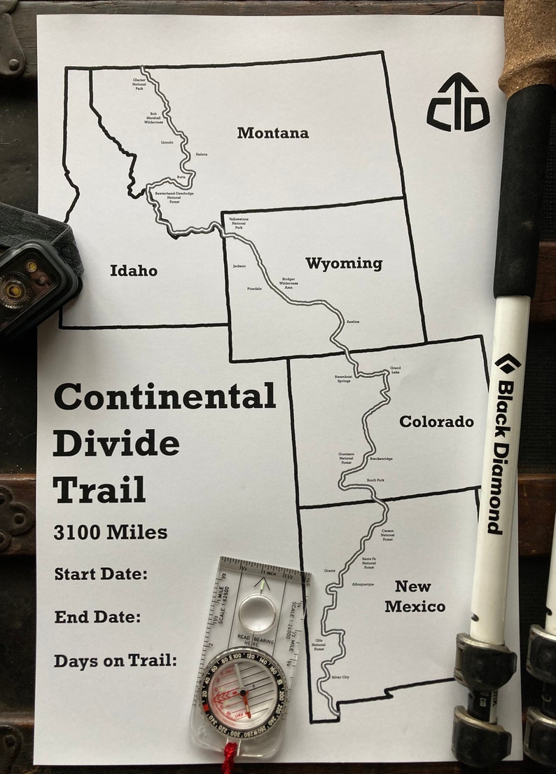 Continental Divide Trail Map Wall Poster - Etsy