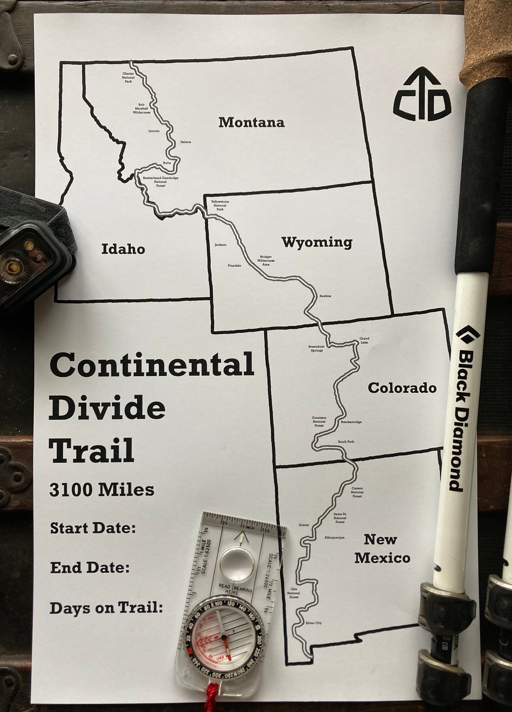 Continental Divide Trail Map Wall Poster - Etsy