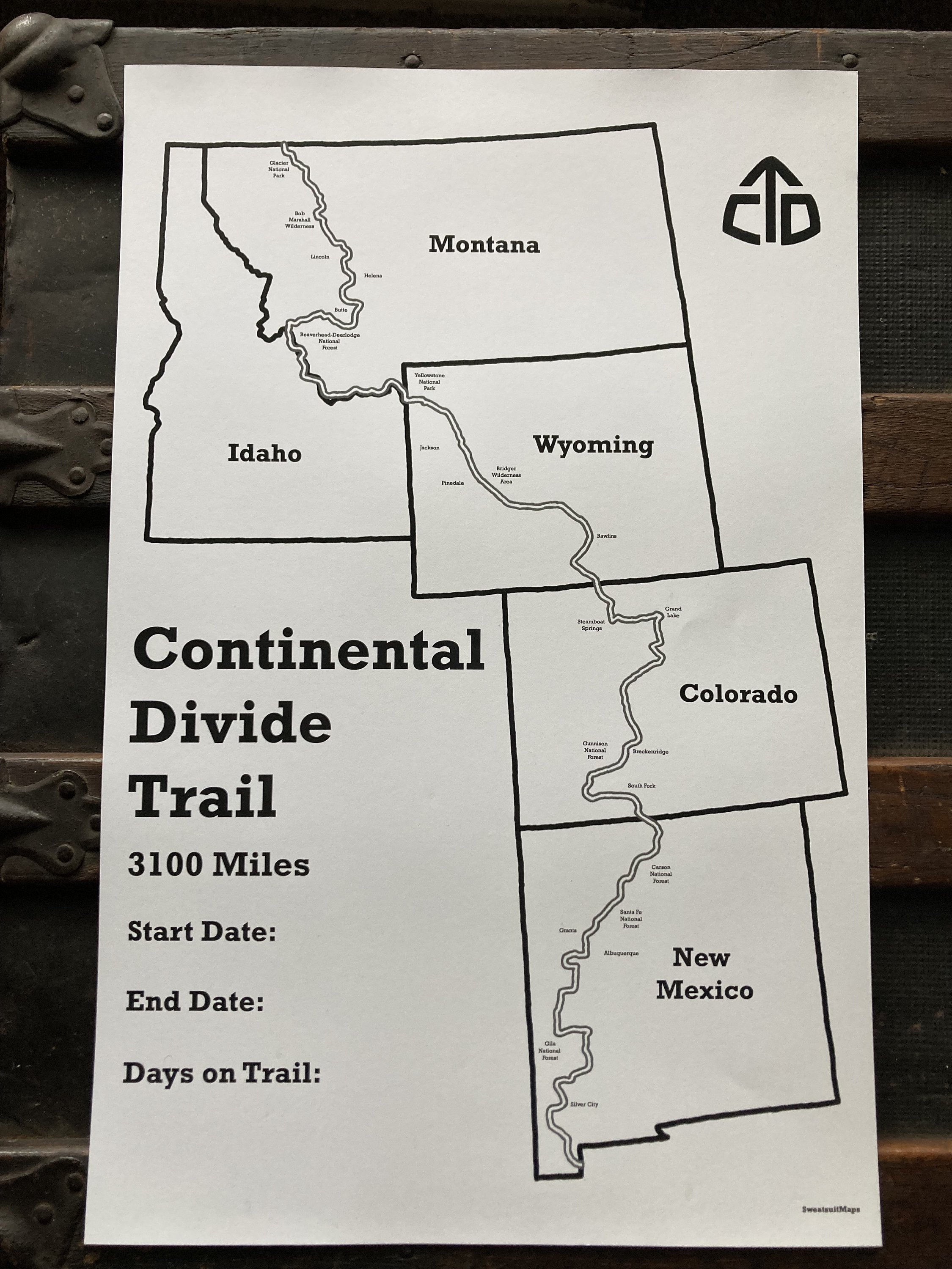 Continental Divide Trail Map Wall Poster - Etsy