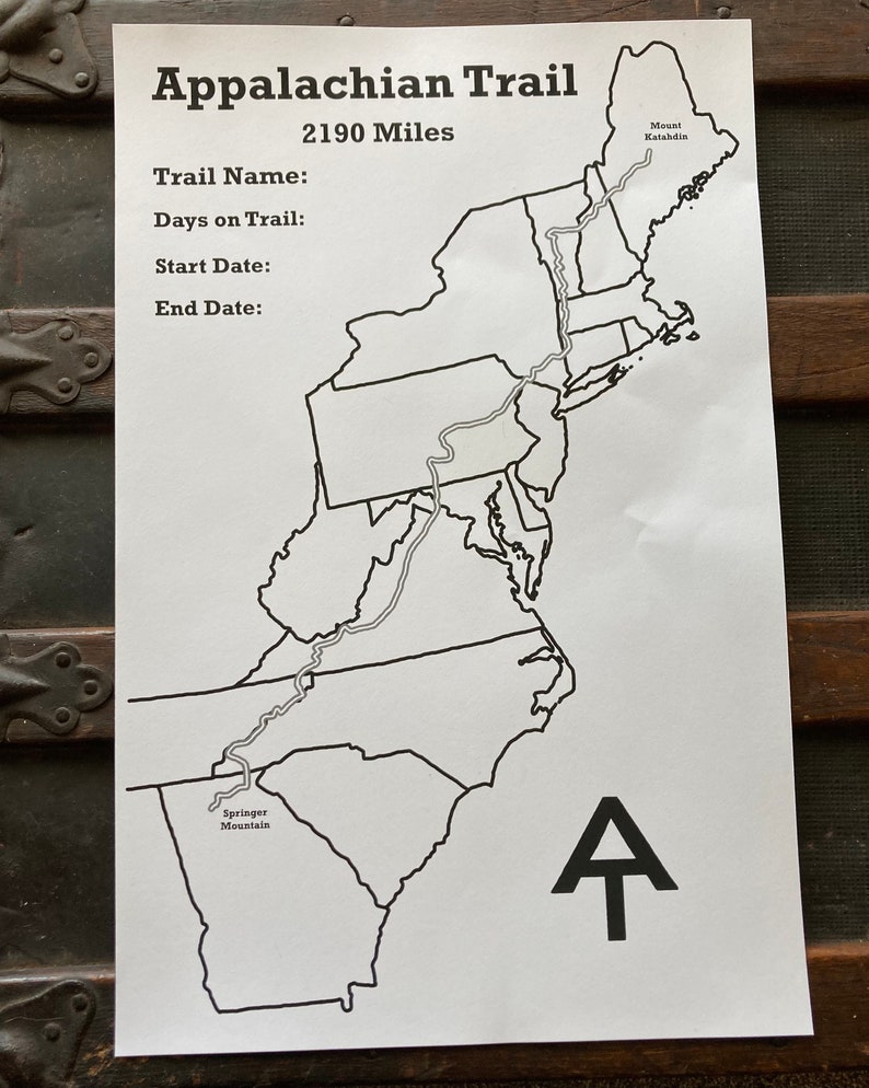 Appalachian Trail Map Wall Poster - Etsy