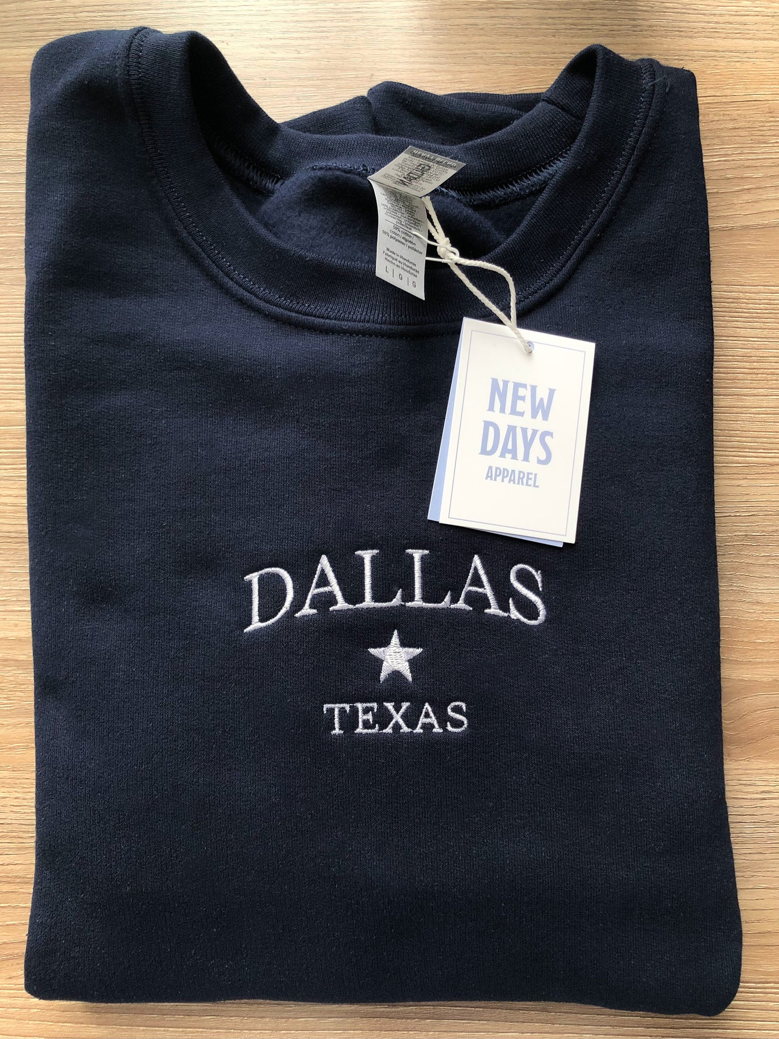 Dallas Texas Embroidered Crewneck - Etsy