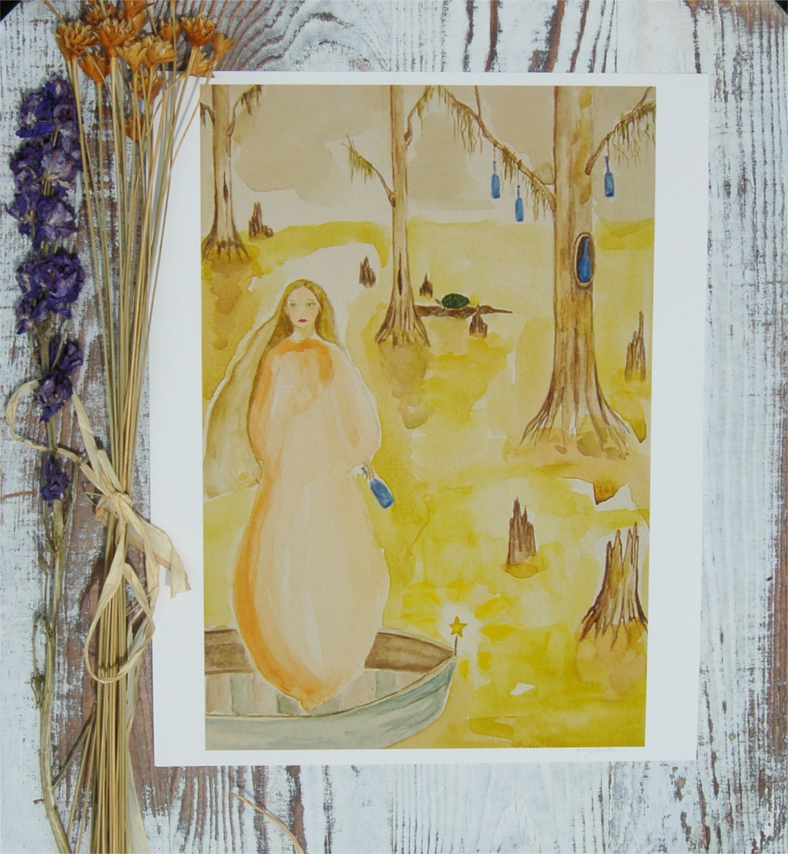 Swamp Print-woman in a Boat Swamp Art Magical Art Fantasy Art Ethereal ...