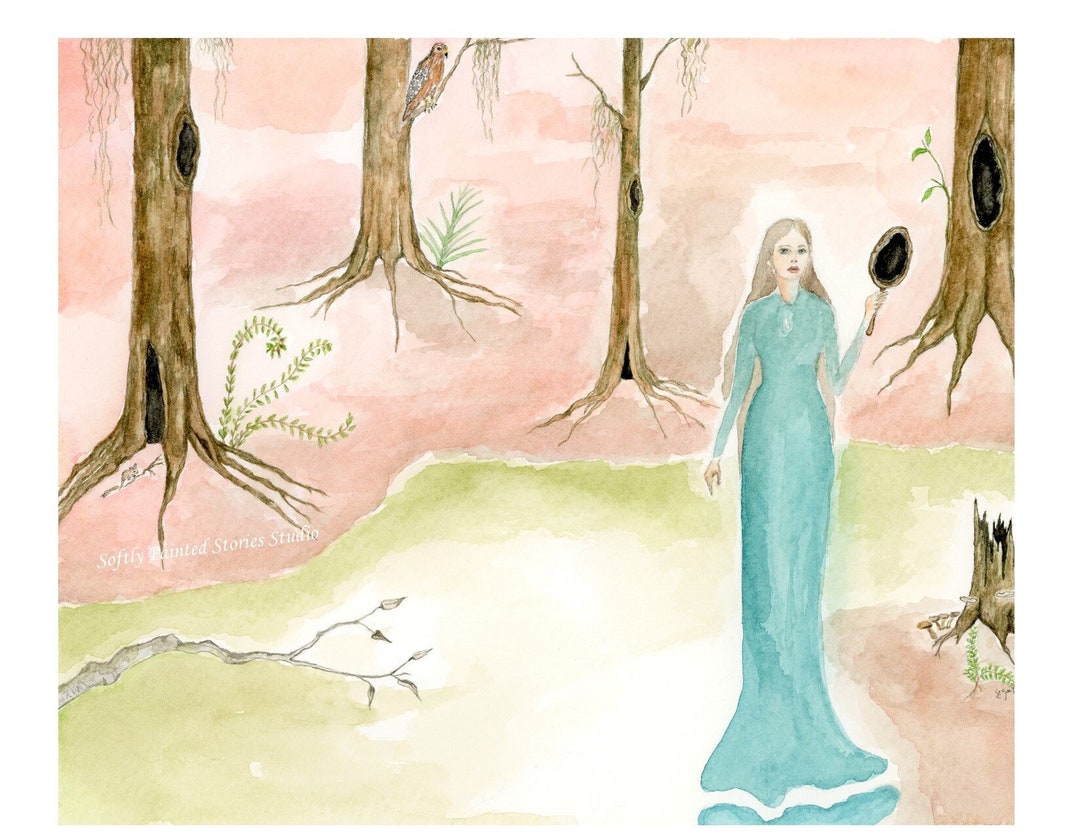 Swamp Print- Woman in Enchanted Swamp- Ethereal Art- Fantasy Art- Gift ...