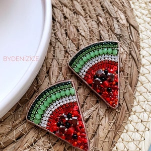 Watermelon Brooch, Fruit Brooch, Watermelon Pin, Watermelon Jewelry ...