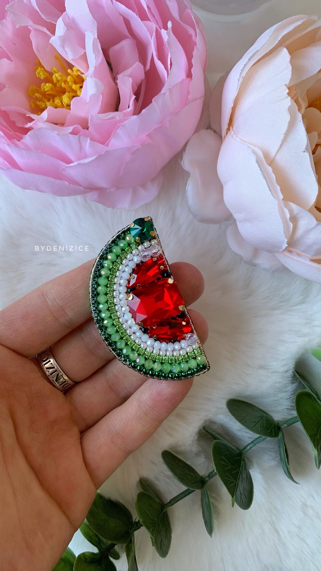 Watermelon Brooch, Fruit Brooch, Watermelon Pin, Watermelon Jewelry ...