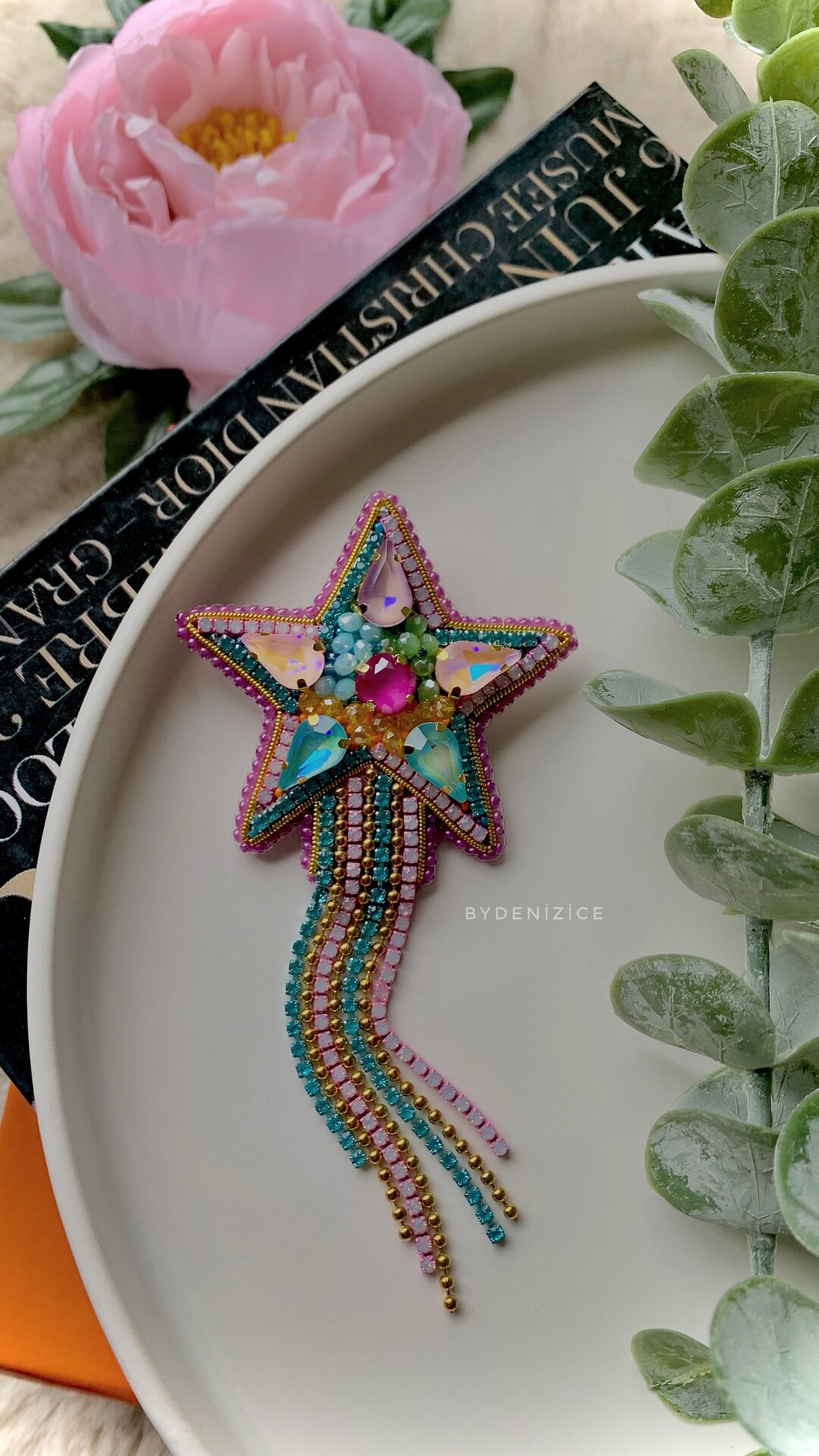 Handmade Star Brooch, Embroidered Comet Brooch, Star Pin, Gift for Her ...