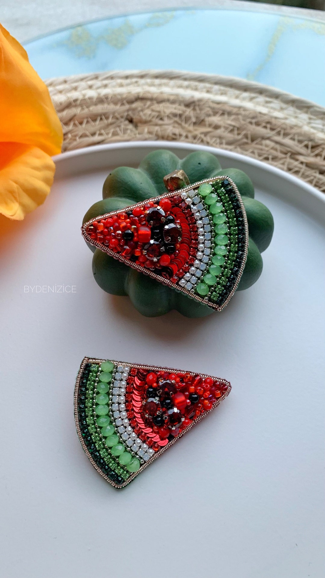 Watermelon Brooch, Fruit Brooch, Watermelon Pin, Watermelon Jewelry ...