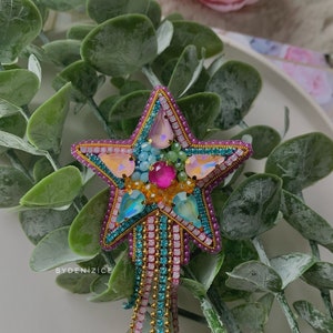 Handmade Star Brooch, Embroidered Comet Brooch, Star Pin, Gift for Her ...