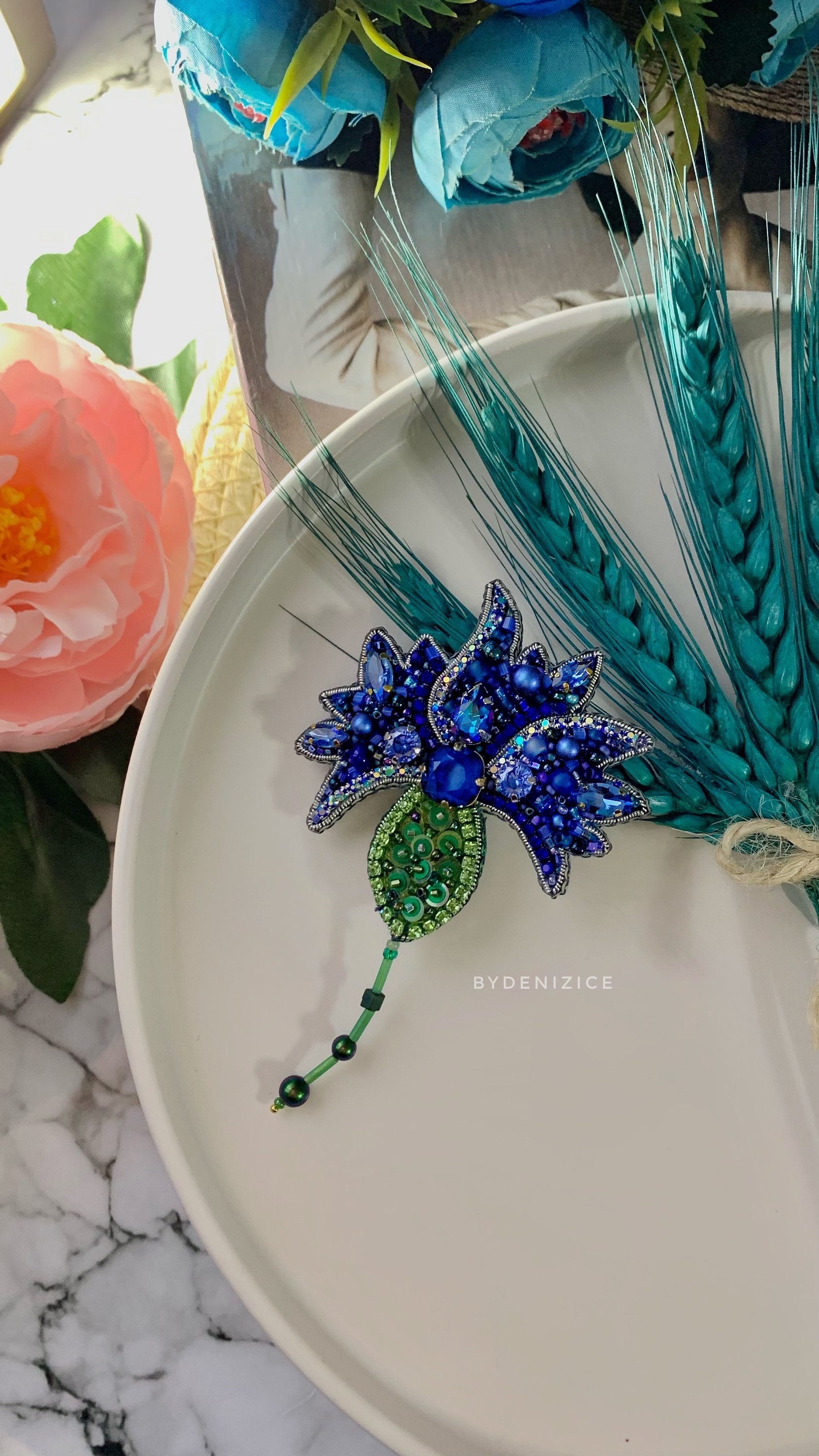 Handmade Beaded Cornflower Brooch: Blue Flower Pin, Elegant Jewelry - Etsy