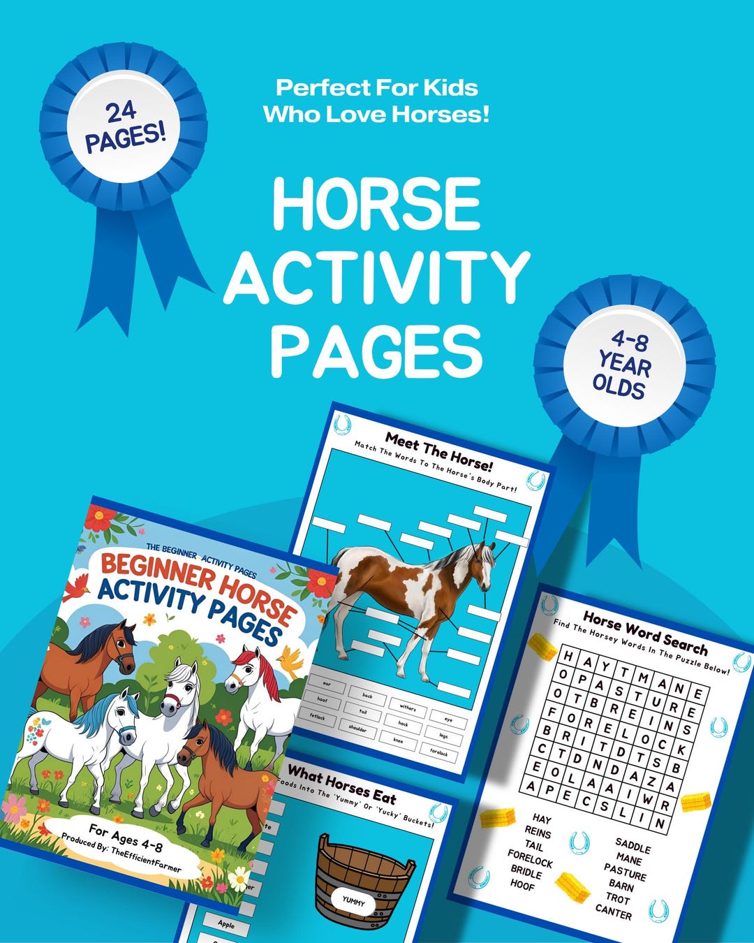 Horse Activity Pages for Kids | Printable Worksheets for Ages 4-8 | Fun ...