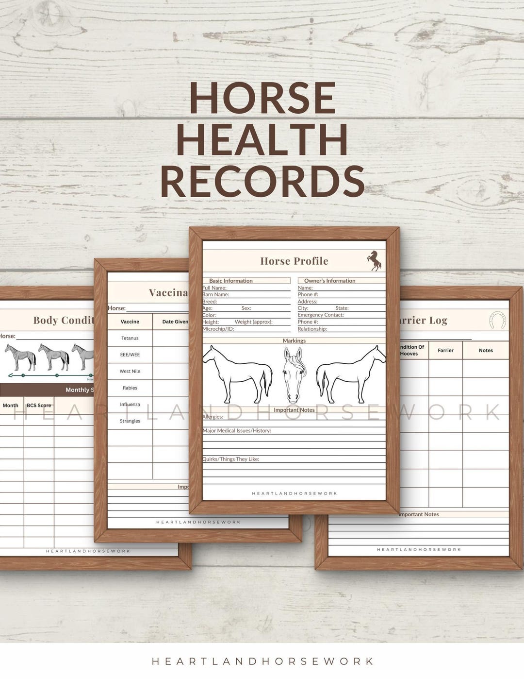 Horse Health Record Bundle | Printable Horse Care Tracker | Barn ...