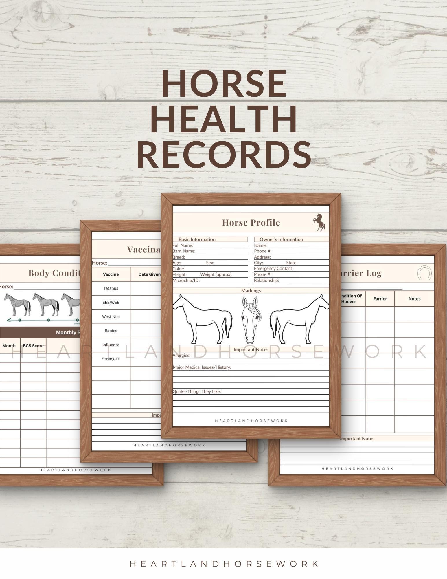 Horse Health Record Bundle | Printable Horse Care Tracker | Barn ...