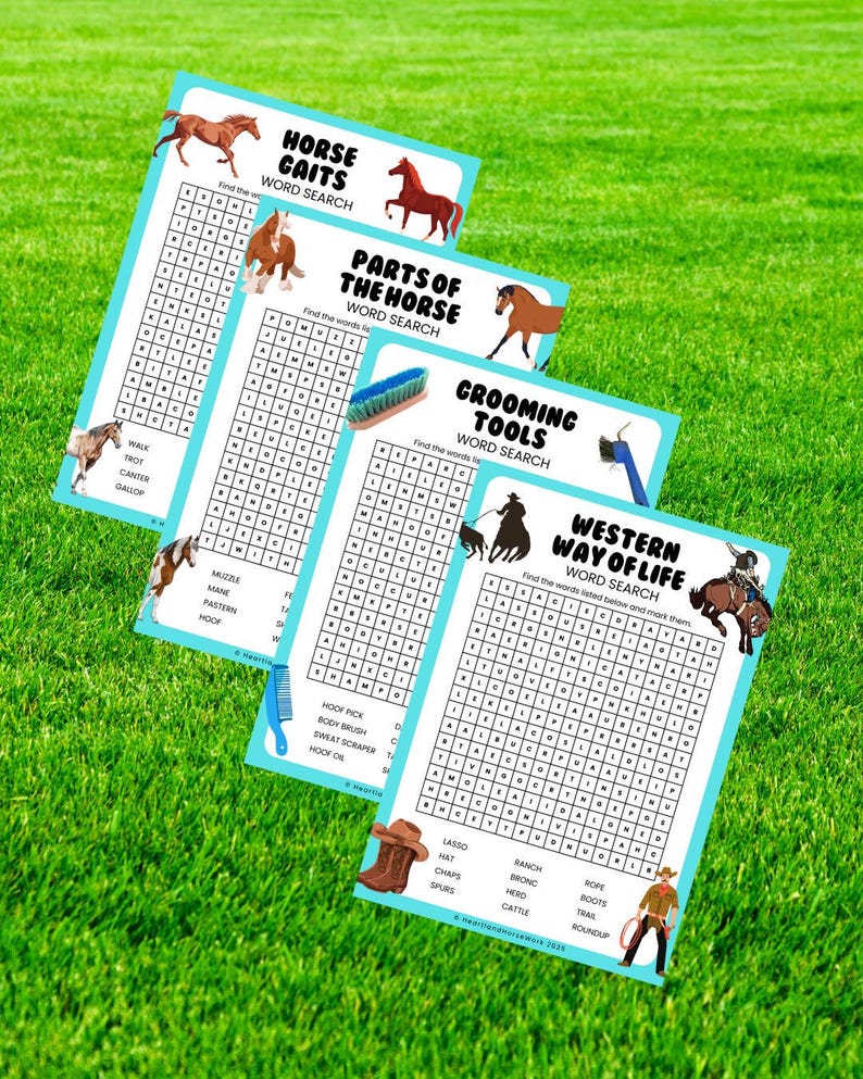 Horse Word Search Pages for Kids: Educational Printables Ages 6-10 (PDF ...