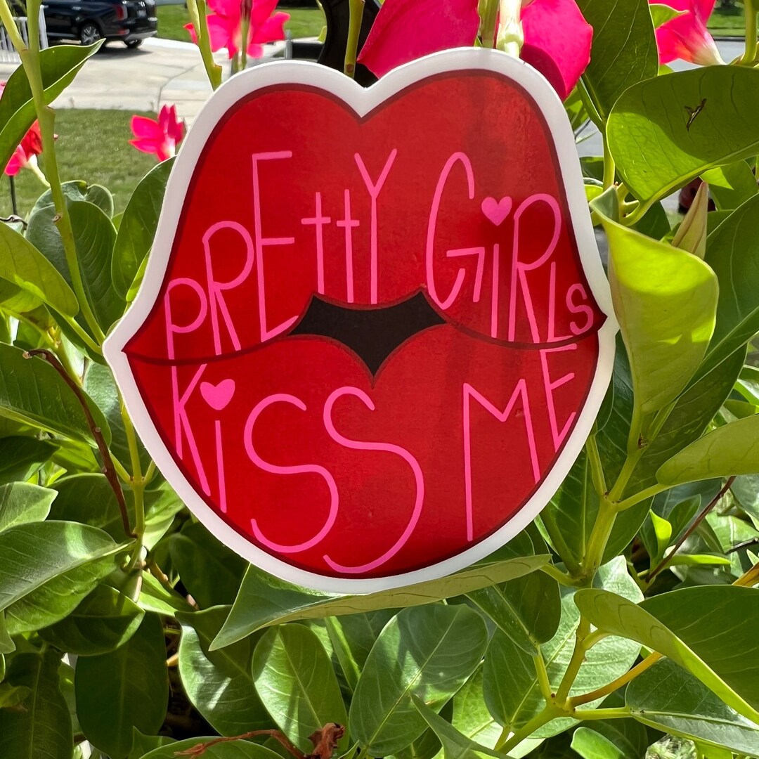 Pretty Girls Kiss Me Sticker | Red and Pink | Rainbow | Lips | Mouth ...