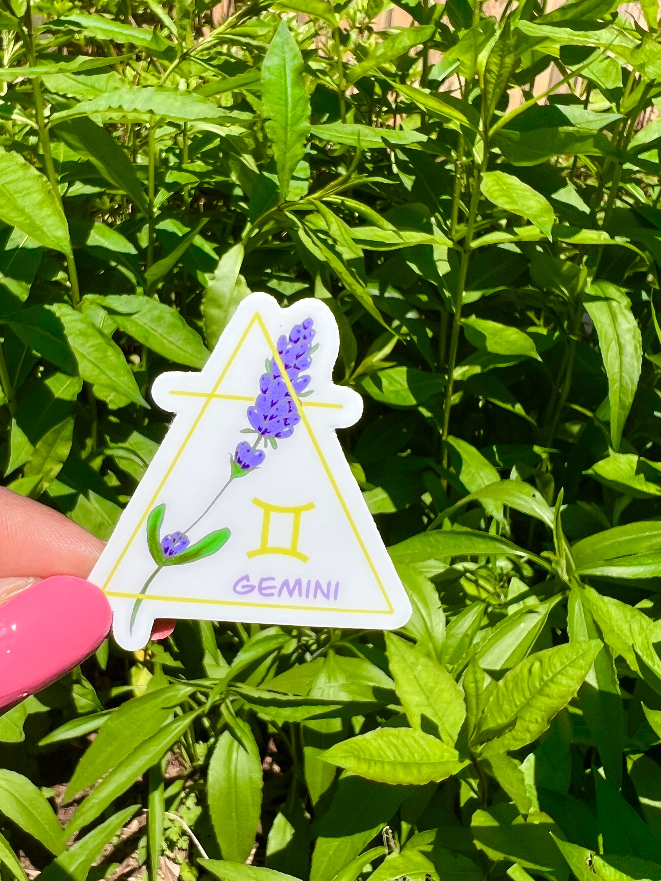 Gemini Lavender Flower Sticker | Matte | Gemini Element Sign ...