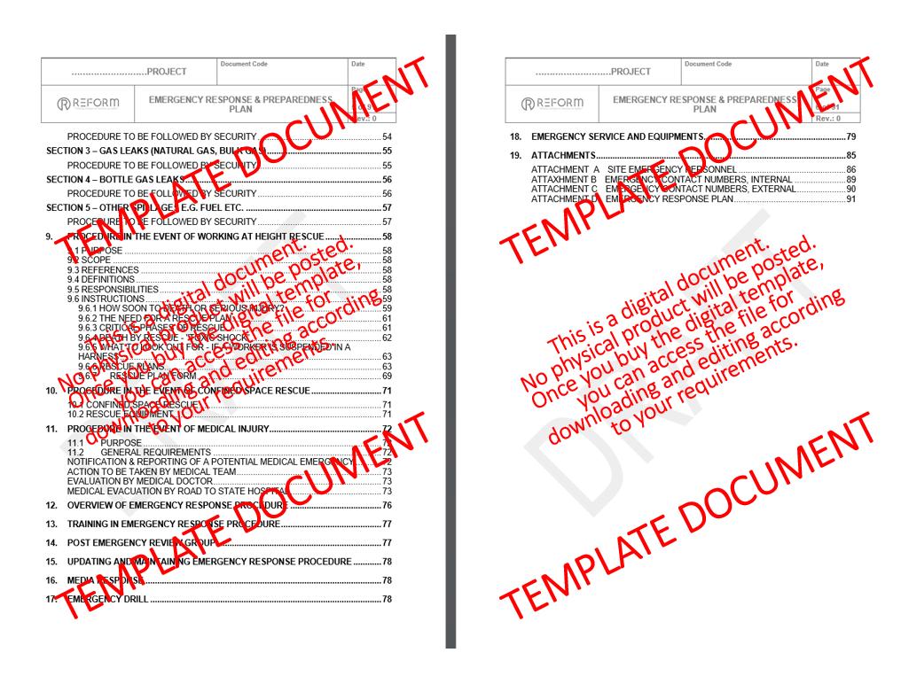 Emergency Response Plan Full Template Document 90 Pages - Etsy