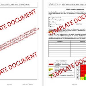Risk Assessment and Method of Statement Template Document - Etsy