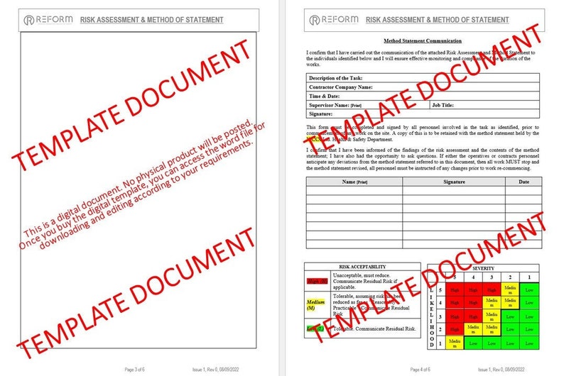 Risk Assessment and Method of Statement Template Document - Etsy