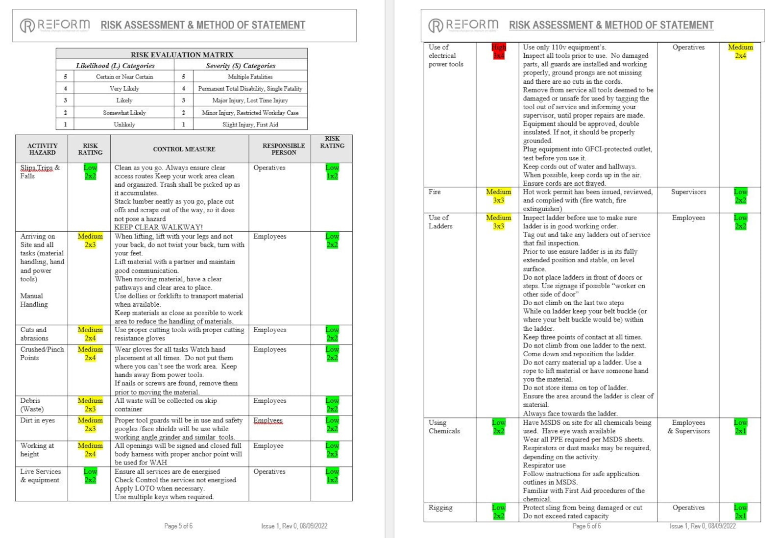 Risk Assessment and Method of Statement Template Document - Etsy Australia