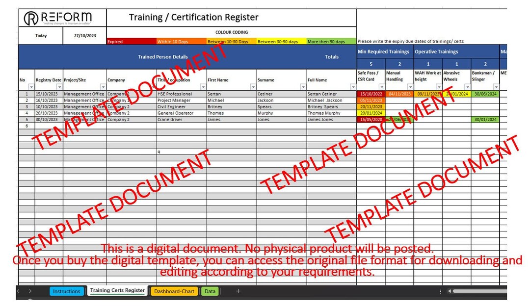 Training / Certification Register - Etsy