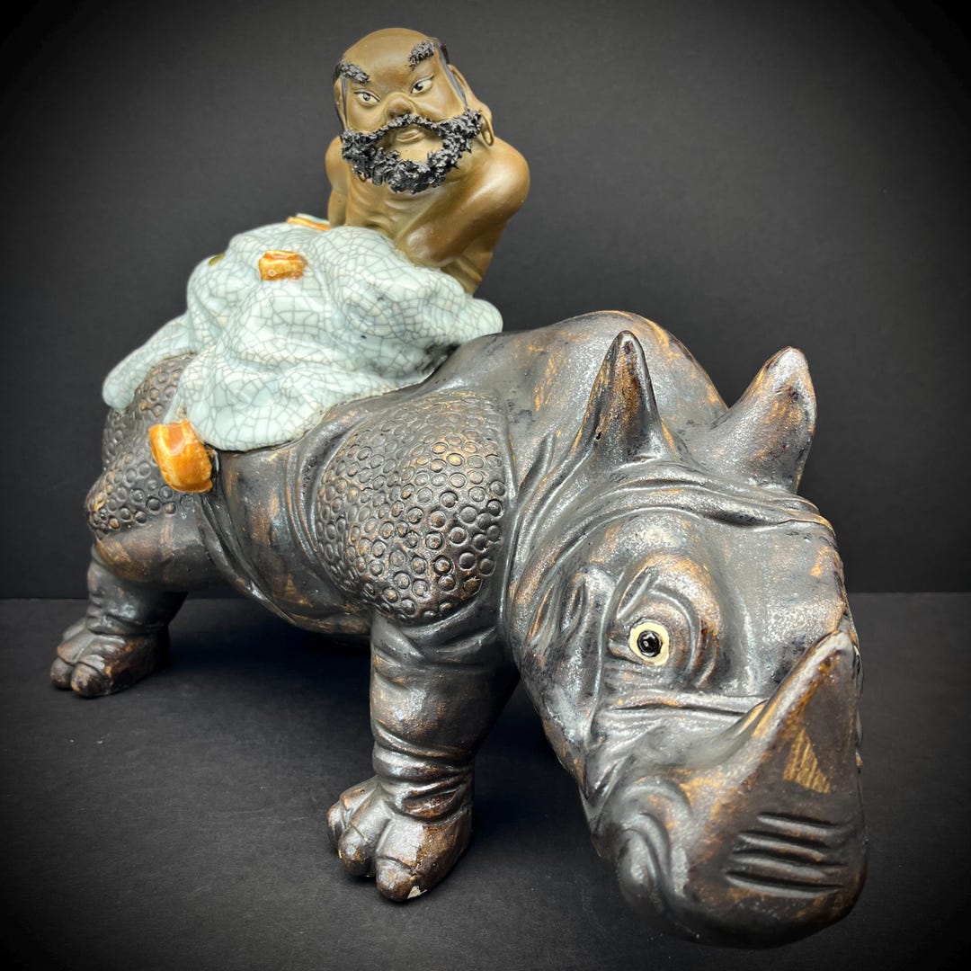 Damo Dharma Bodhidharma Statue Porcelain Rhinoceros Chinese Shiwan ...