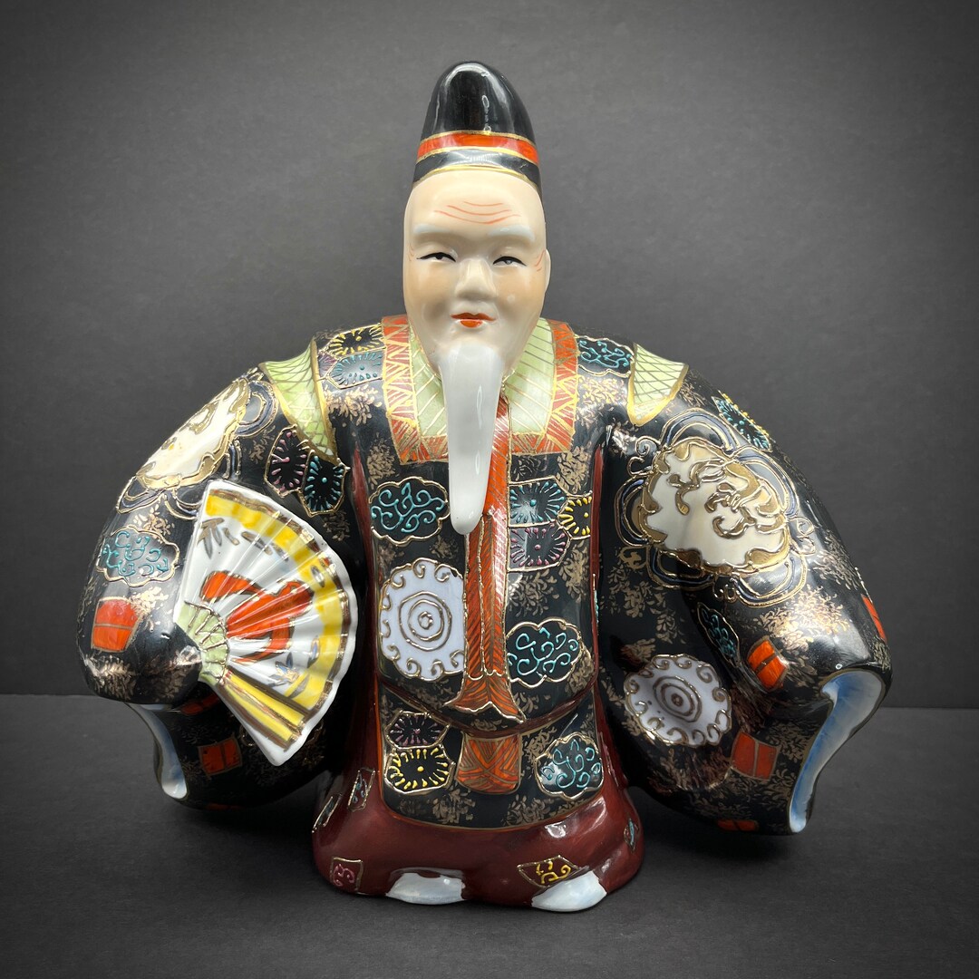 Japanese Porcelain Figurine Noh Dancer Ceramic Statue Kutani Moriage ...