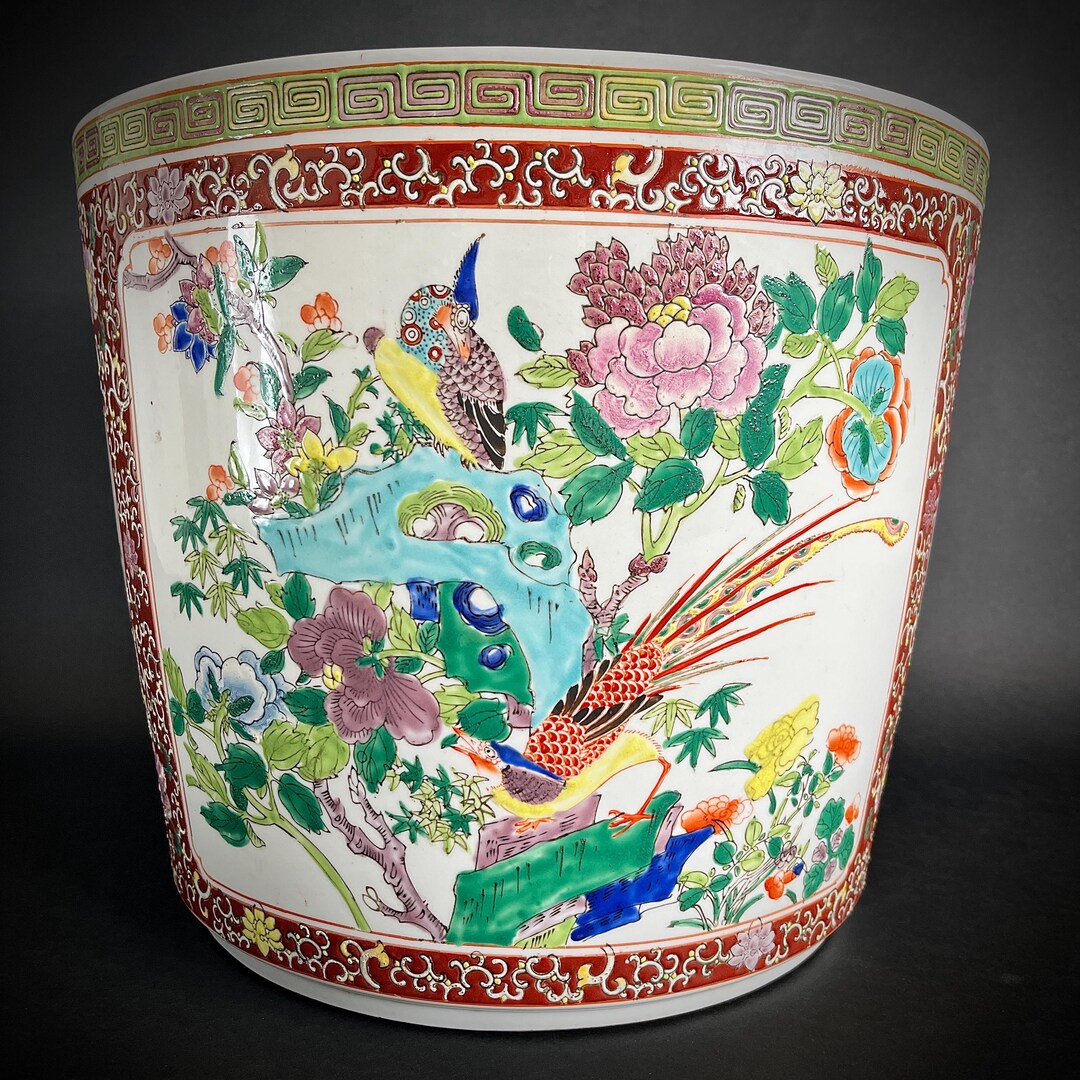 Large Chinese Famille Rose Planter — Porcelain Flower Pot, Rose Canton ...