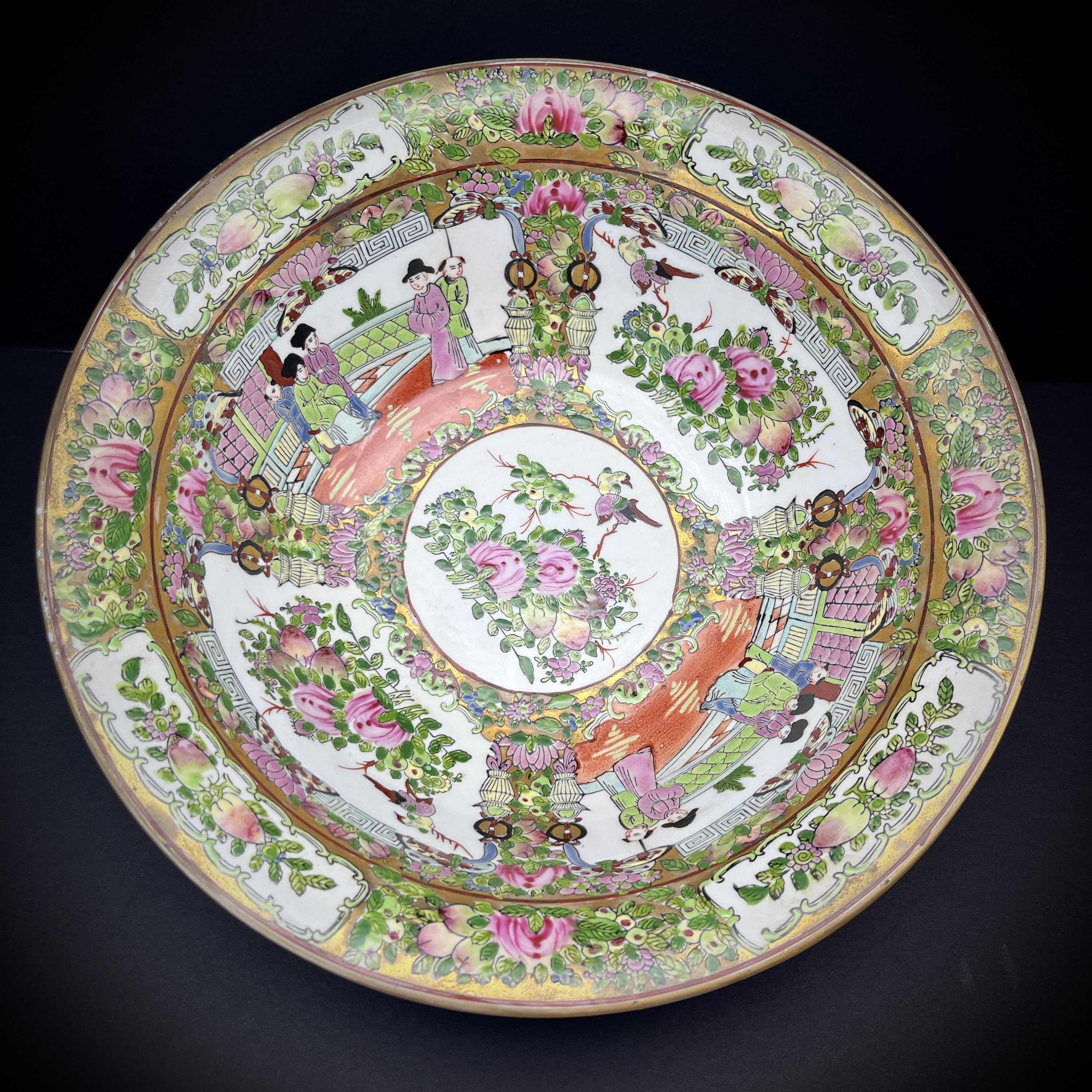 Chinese Famille Rose Medallion Bowl Large Porcelain Punch Bowl Rose ...