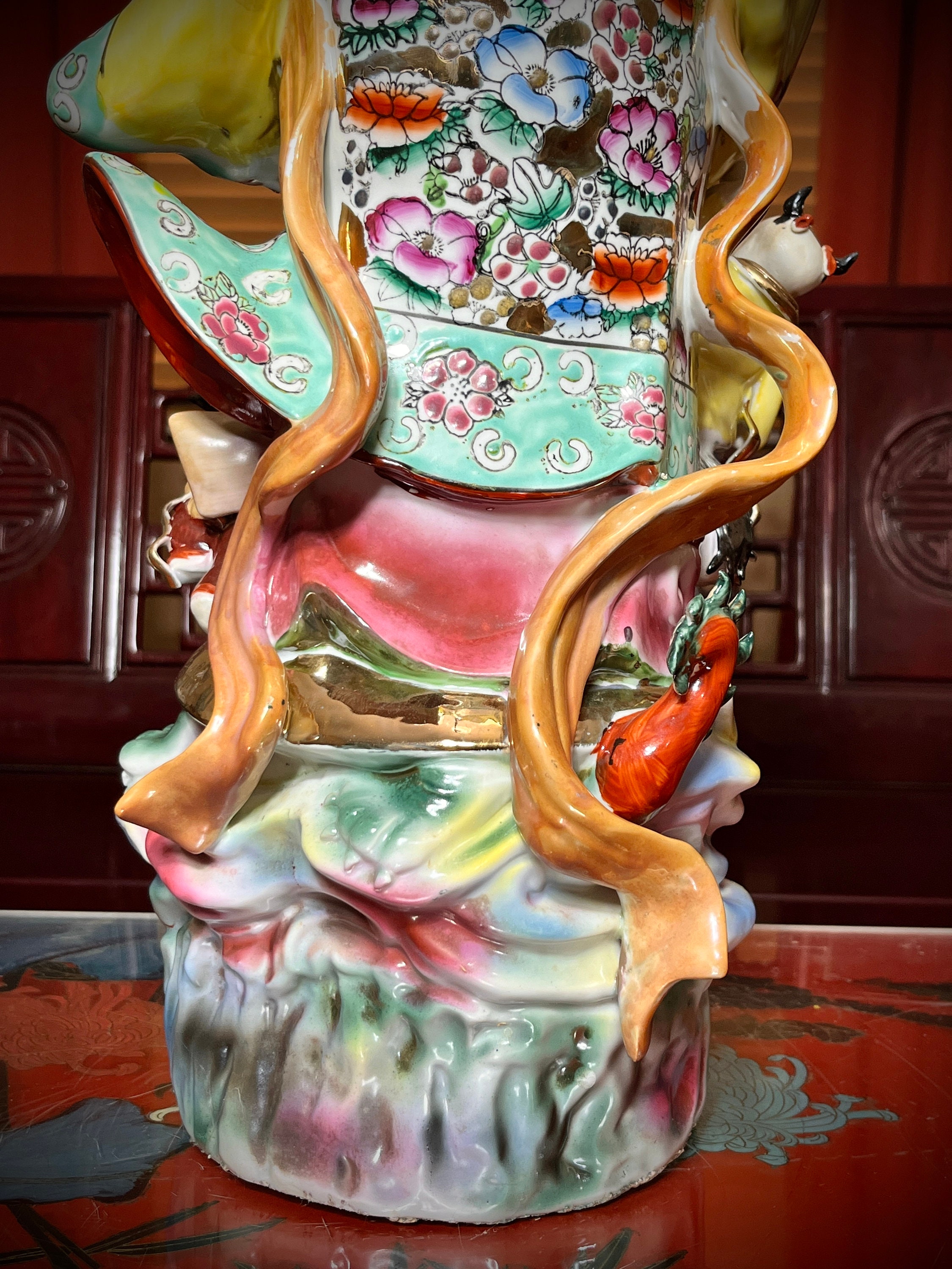 Large Chinese God Shou Xing Porcelain Statue 5 Children Longevity ...