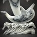 Pair of Gray Marble Stone Dolphins Figurines Statues Sculptures ...