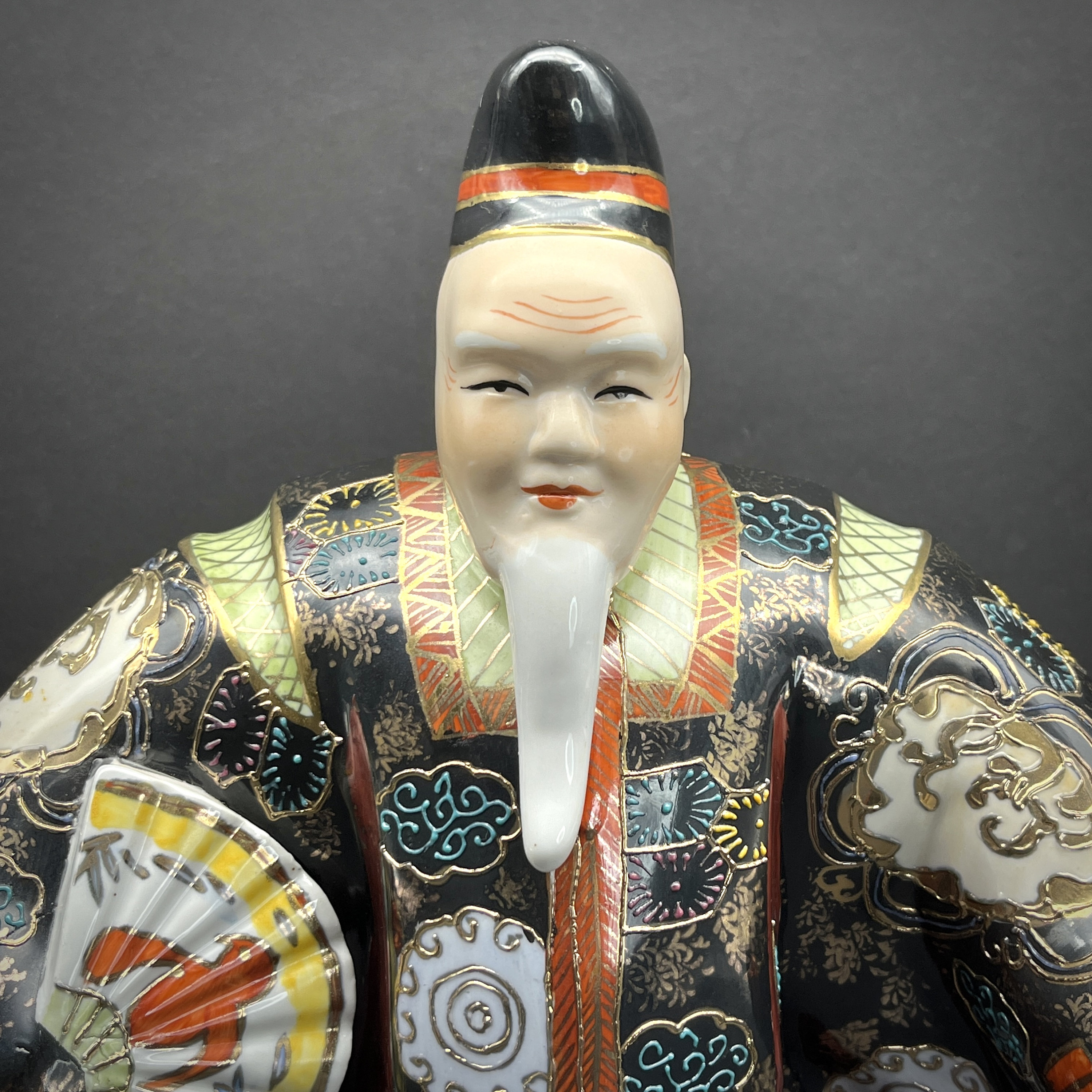 Japanese Porcelain Figurine Noh Dancer Ceramic Statue Kutani Moriage ...